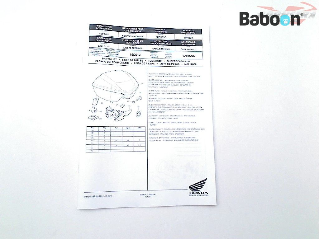 Honda CB 500 X 2017-2018 (CB500X PC59) Lock New (08L00-KZL-860 ...